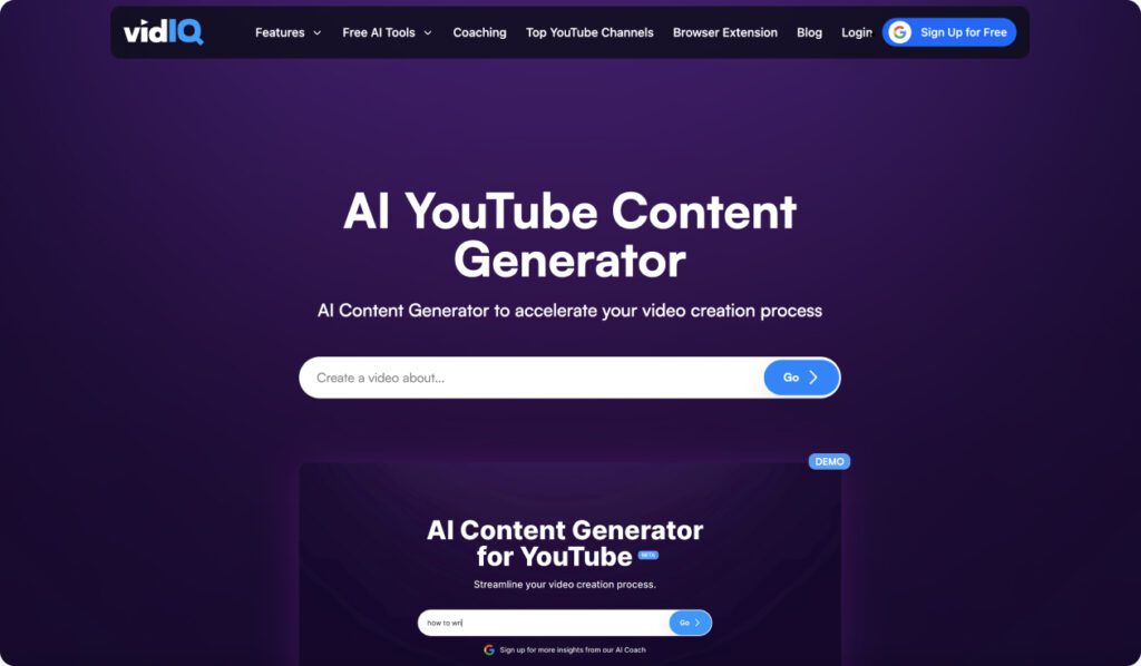 vidIQ Generate | AI YouTube Content Generator & Ideation